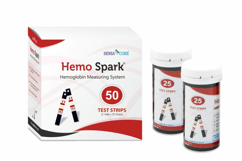 Hemo Spark Hemoglobin Strips Pack of 50 by SensaCore | B-Arm Medical