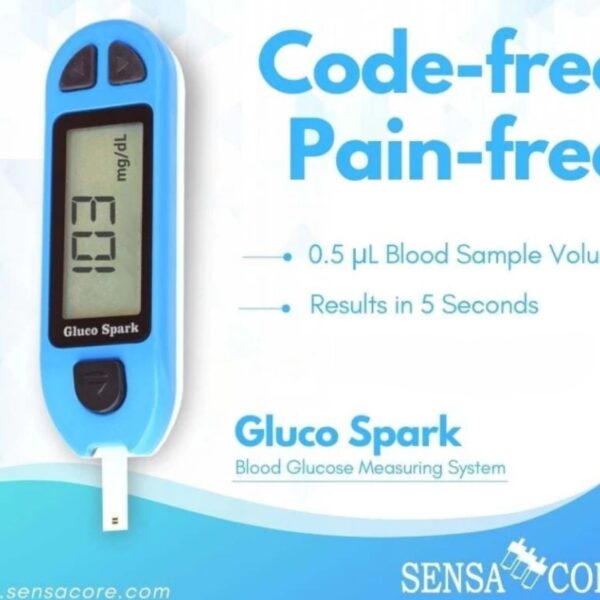 Gluco Spark Glucometer with 25 Test Strips and 25 lancets by SensaCore ...