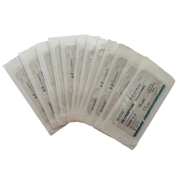 B-Arm Polypropylene Suture Thread (Pack of 12) - Non-absorbable USP 4-0 ...