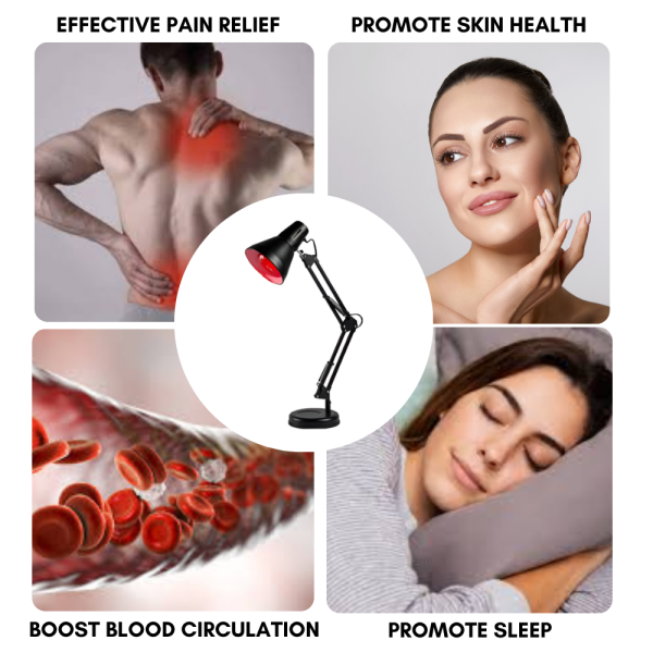 B-Arm IR Therapy Lamp with 360° Rotatable Holder| 200W Red on Glass ...